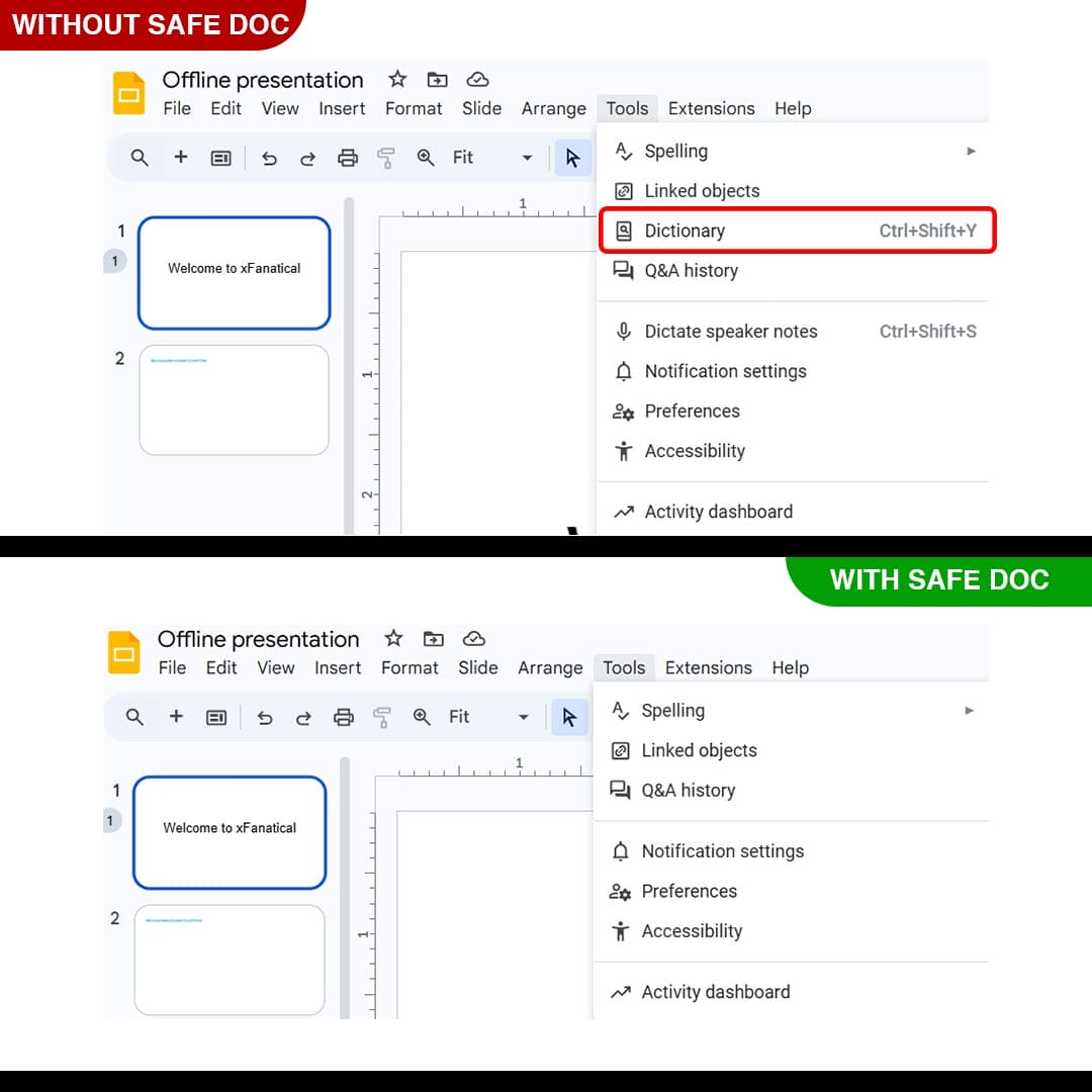 Disable Dictionary in Google Docs | xFanatical