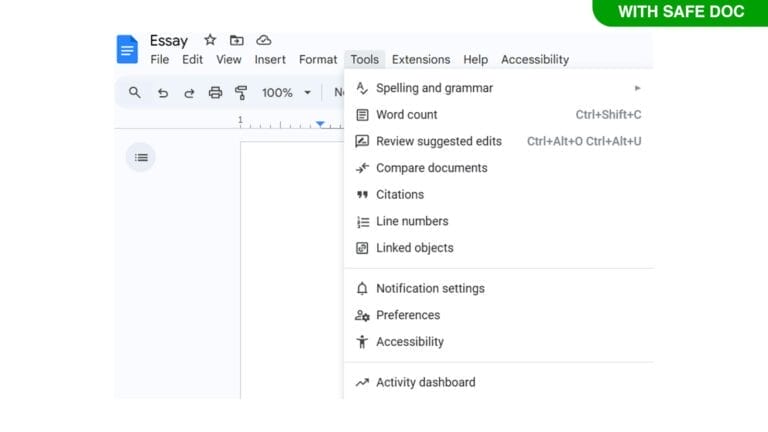 Disable Dictionary in Google Docs | xFanatical