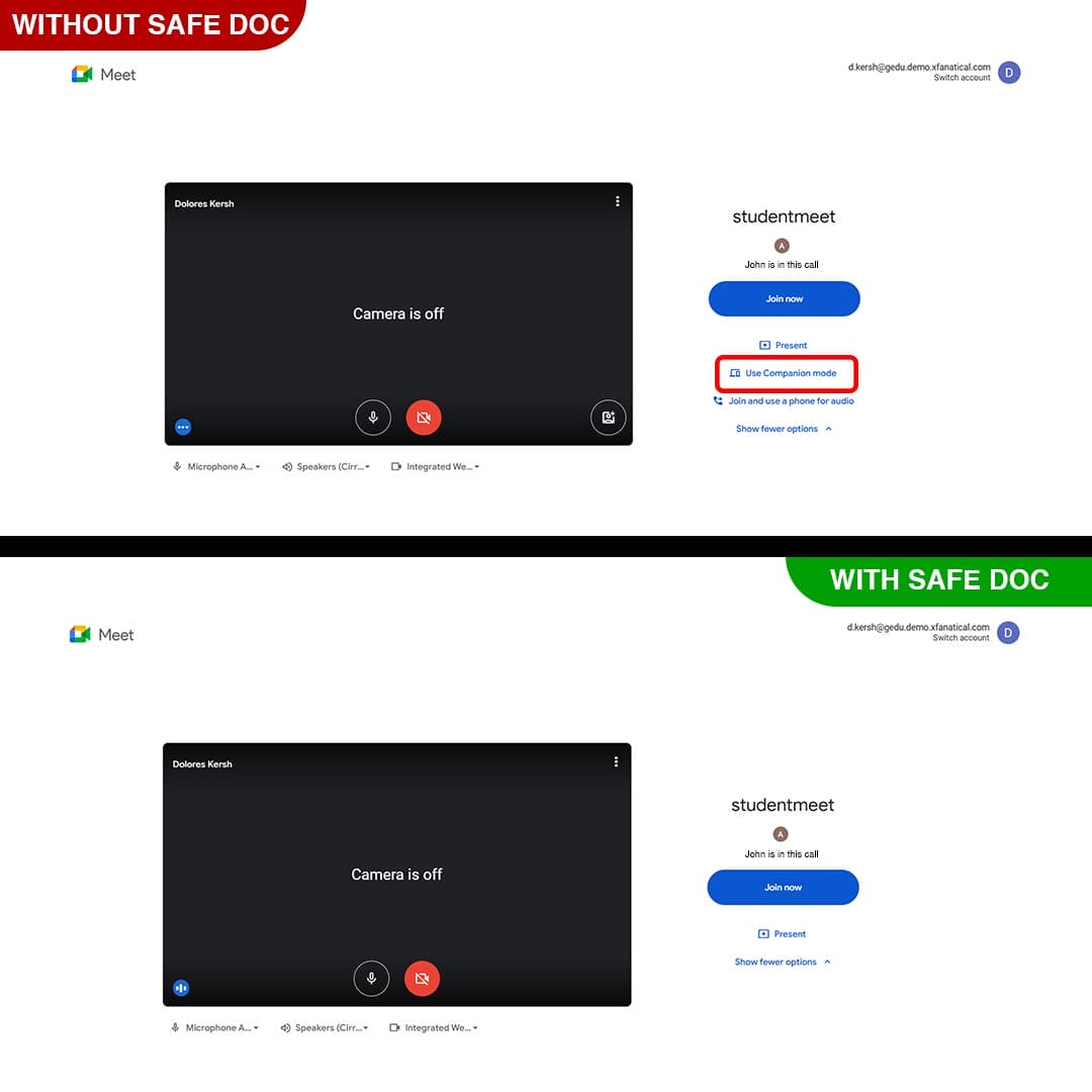 Disable Companion Mode in Google Meet | Safe Doc