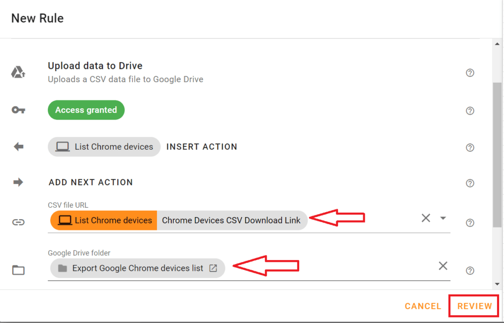 Export Google Chrome devices list in Google Workspace