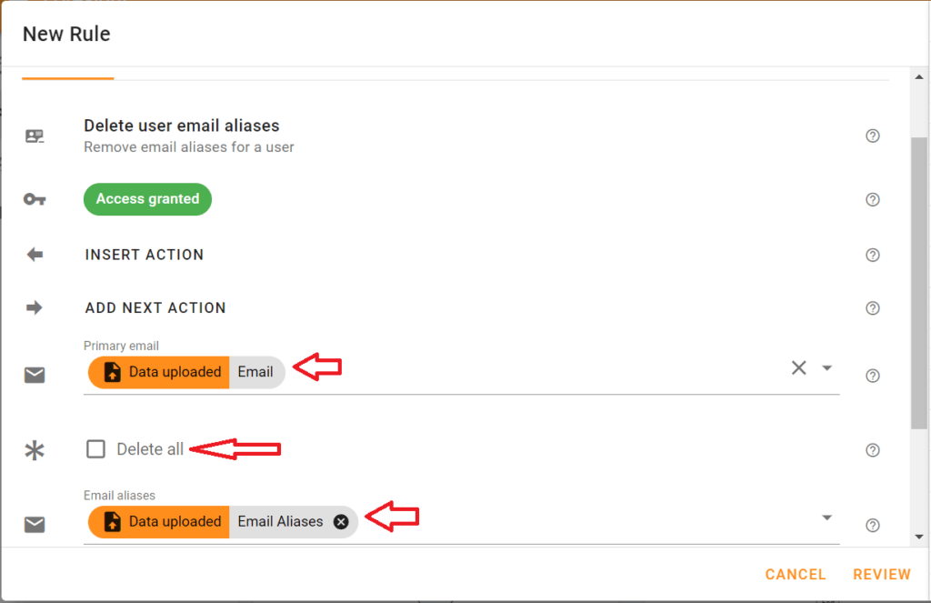 Bulk delete users email aliases from Google Workspace