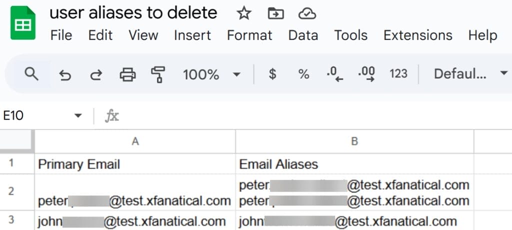 Bulk delete users email aliases from Google Workspace | xFanatical