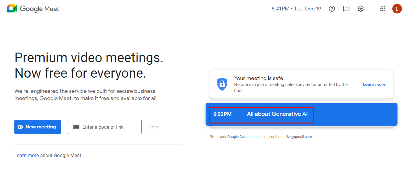 How do you join a Google Meet using a given code?