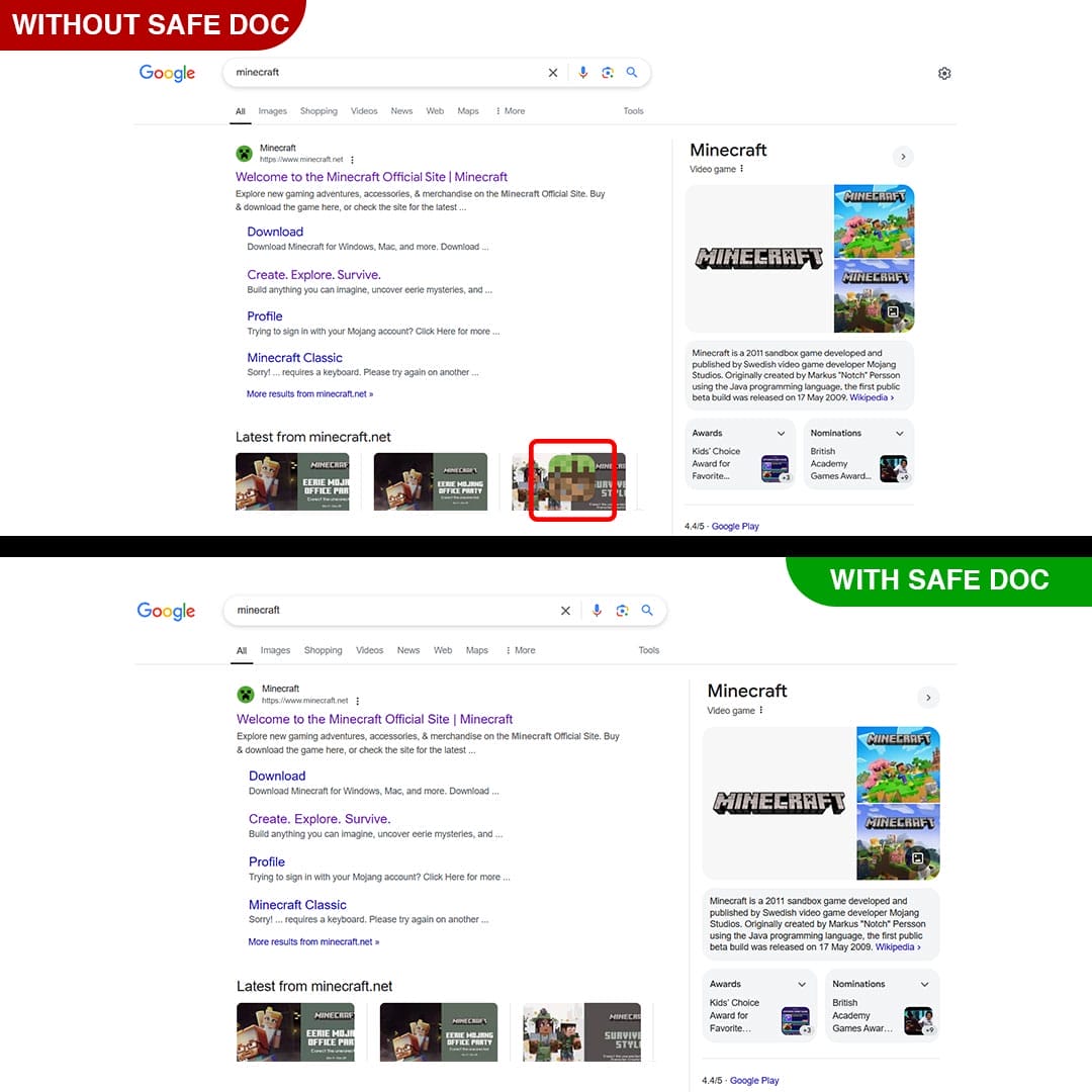 Block Minecraft in Google Search | xFanatical
